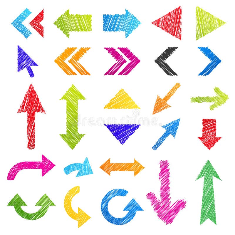 Set: hand-drawn arrows stock vector. Illustration of drawing - 28828588