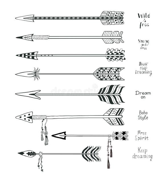 Set of Hand Drawn Arrows and Boho Design Elements . Stock Vector ...