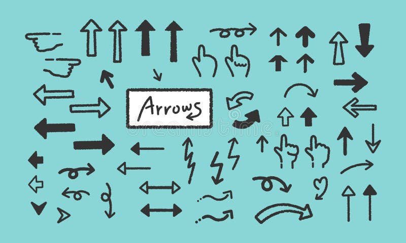 Set of Hand-drawn Arrows for a Comic Book Design. Vector Illustration ...