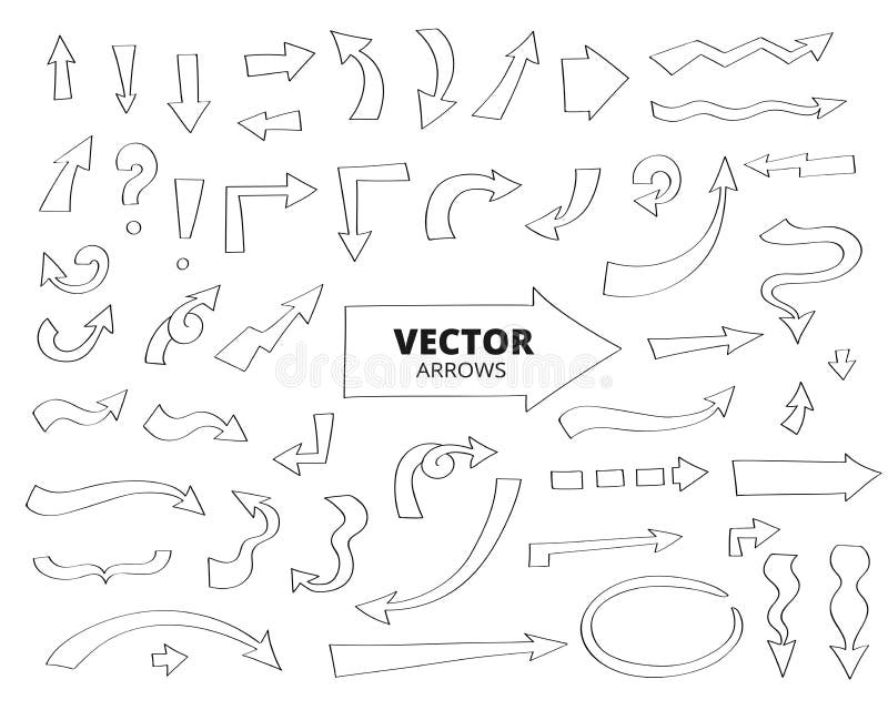 Set of hand drawn arrows stock vector. Illustration of cartoon - 92885020
