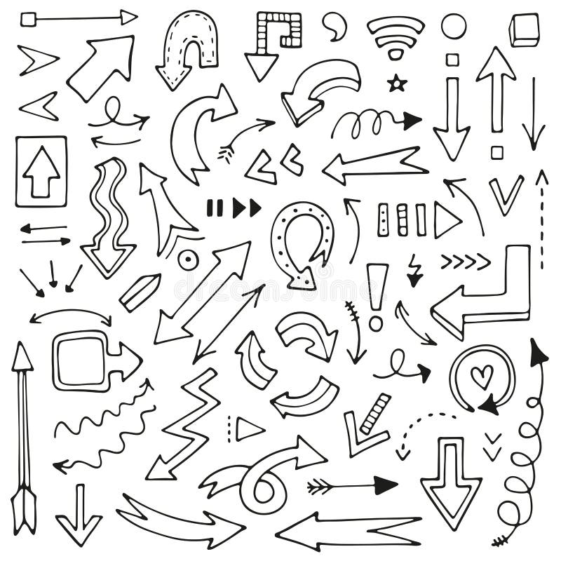 Set of Black Hand-drawn Arrows and Frames for Mind Maps, Flowcharts ...