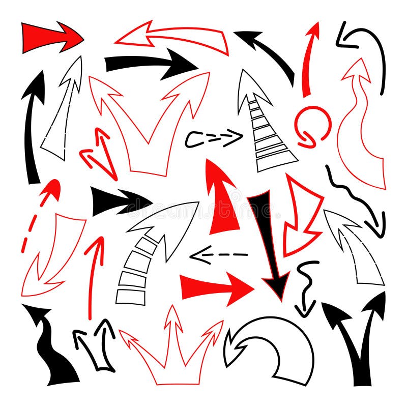 A Set of Hand-drawn Arrows, Pointers, Guides Isolated on a White ...