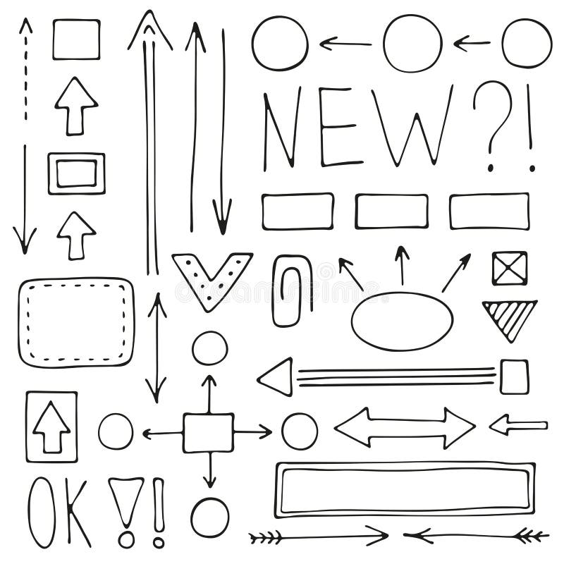 A Set of Hand-drawn Arrows and Schemes for Mind Maps. Doodle Vector ...