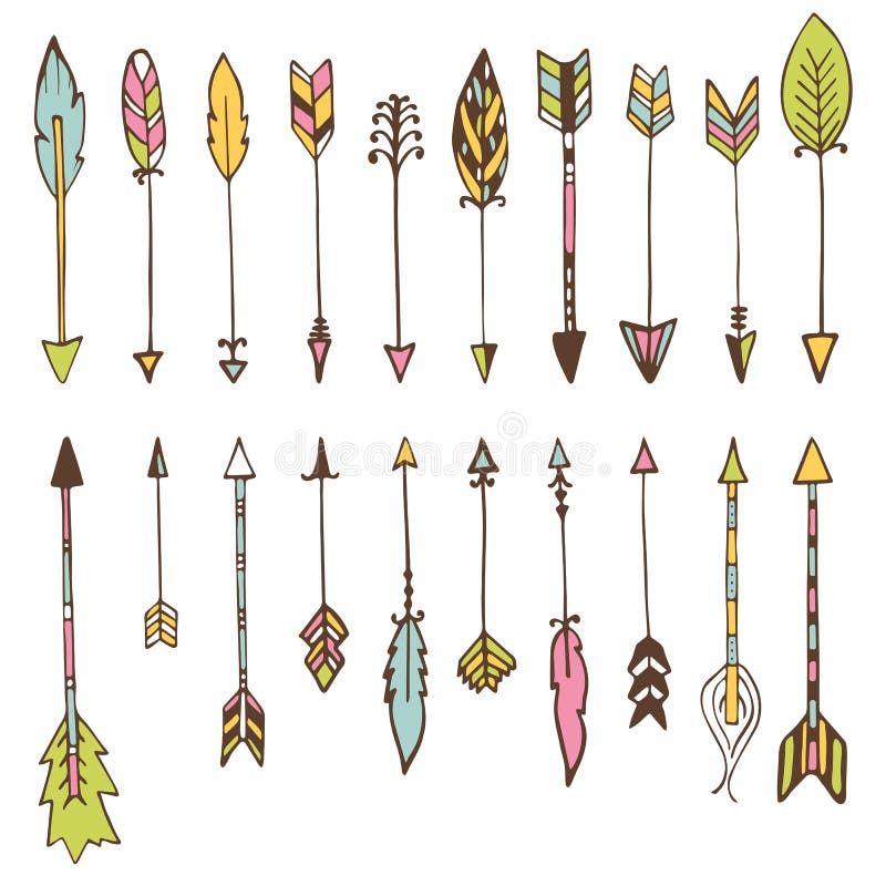 Set of Hand Drawn Arrows. Vector Doodles Design Elements Stock Vector ...