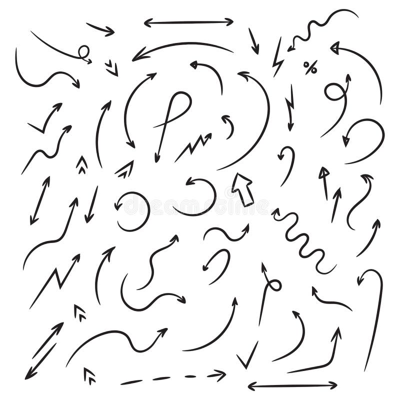 Set of Hand-drawn Arrows, Vector Graphic Design. Vector Illustration ...