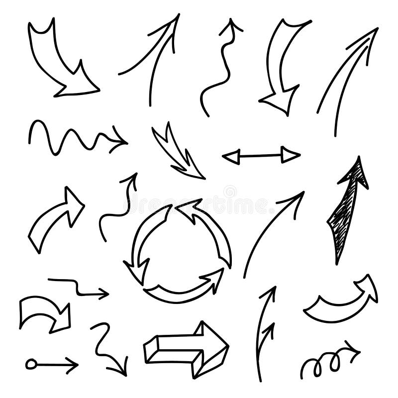 Set of Hand-drawn Arrows on White Background. Stock Vector ...