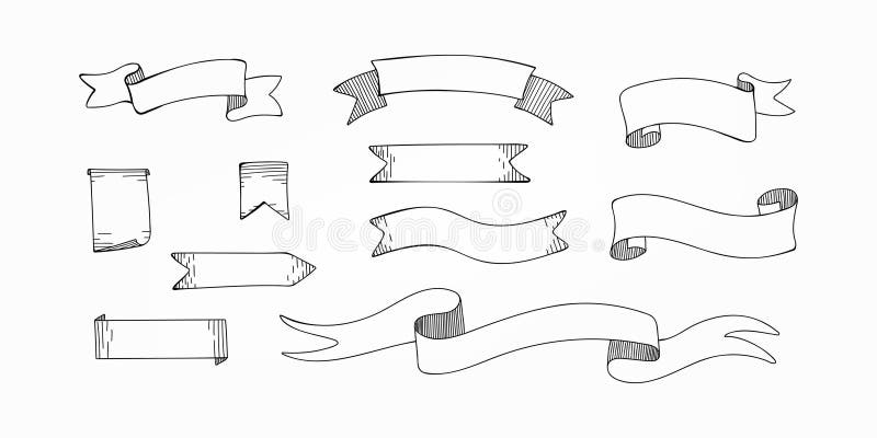 Set of Hand Drawn Banners Illustration Stock Vector - Illustration of ...