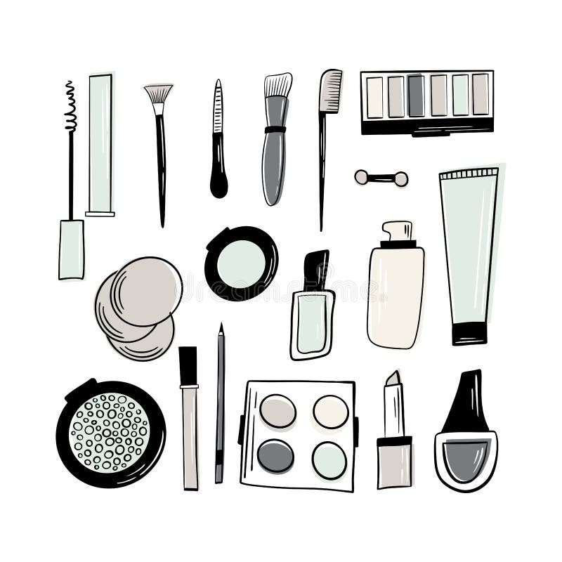 Hand Drawn Beauty Wellness Items Stock Illustrations – 150 Hand Drawn ...