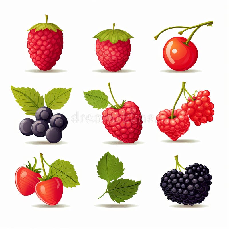 Set of hand drawn berries stock illustration. Illustration of tasty ...