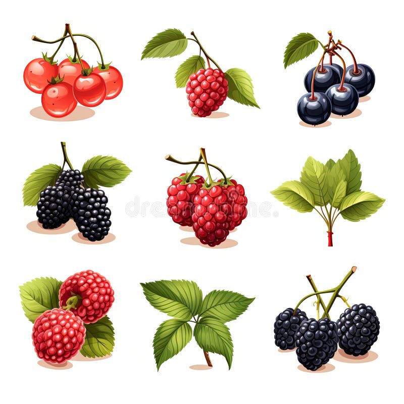 Set of hand drawn berries stock illustration. Illustration of fruit ...