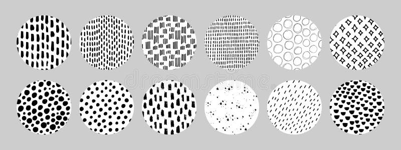 Set of Hand Drawn Black and White Doodle Textures Stock Illustration ...