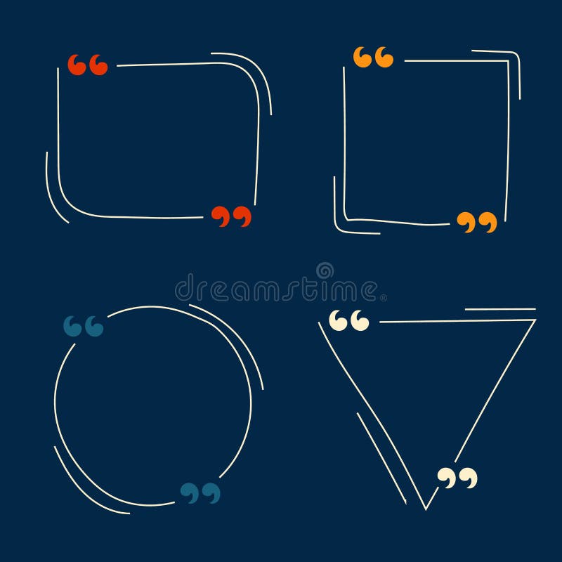 Set of Hand Drawn Blank Quote Bubble Template Isolated on Blue ...