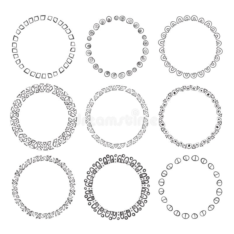 Set of 9 Hand Drawn Boho Style Frames Stock Illustration - Illustration ...