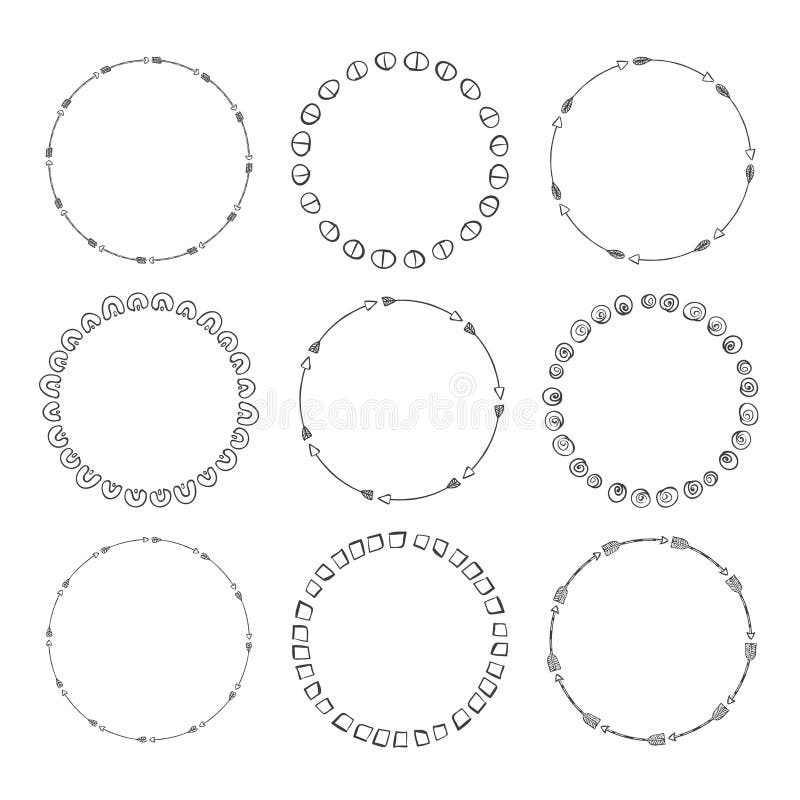 Set of 9 Hand Drawn Boho Style Frames Stock Illustration - Illustration ...