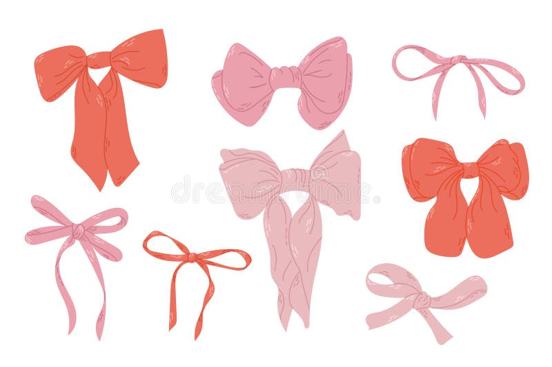 Set of Hand Drawn Bows in Various Shapes and Sizes Stock Vector ...
