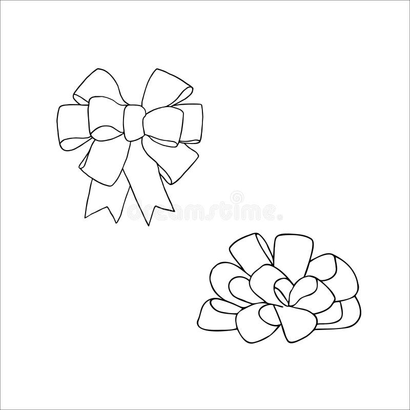 Set of Hand Drawn Bows. Vector Illustration Stock Vector - Illustration ...