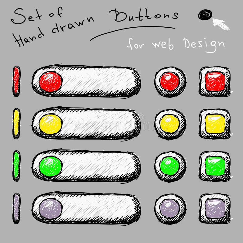 Hand drawn buttons stock vector. Illustration of strokes - 29730384