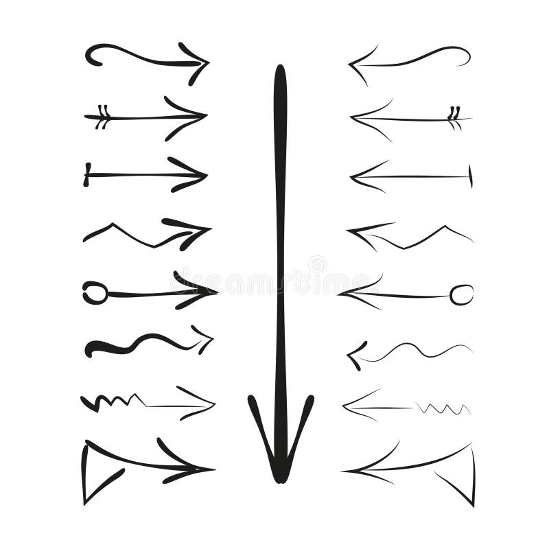 A Set of Hand Drawn Calligraphy Arrows Stock Vector - Illustration of ...