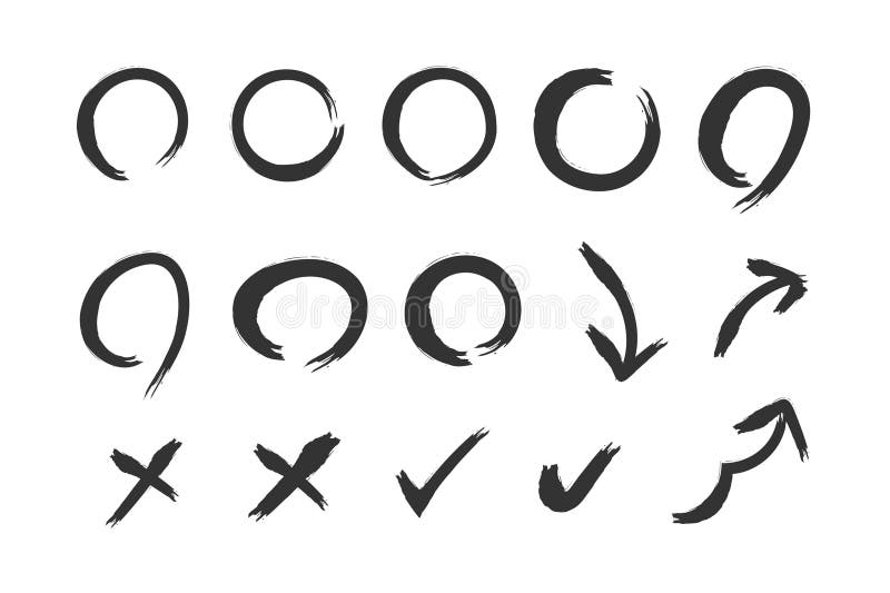 Set of Hand-drawn Calligraphy Signs, Vector Illustration. Stock Vector ...