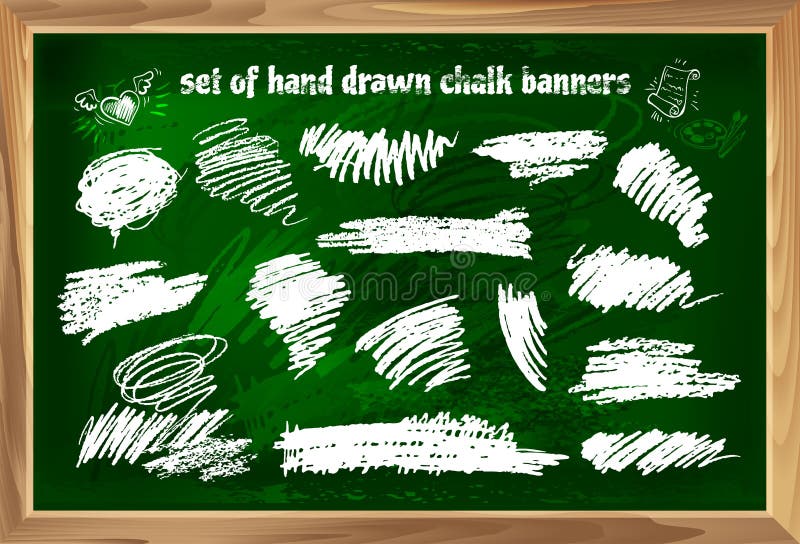 Set of Hand Drawn Chalk Banners 2 Stock Vector - Illustration of clouds ...