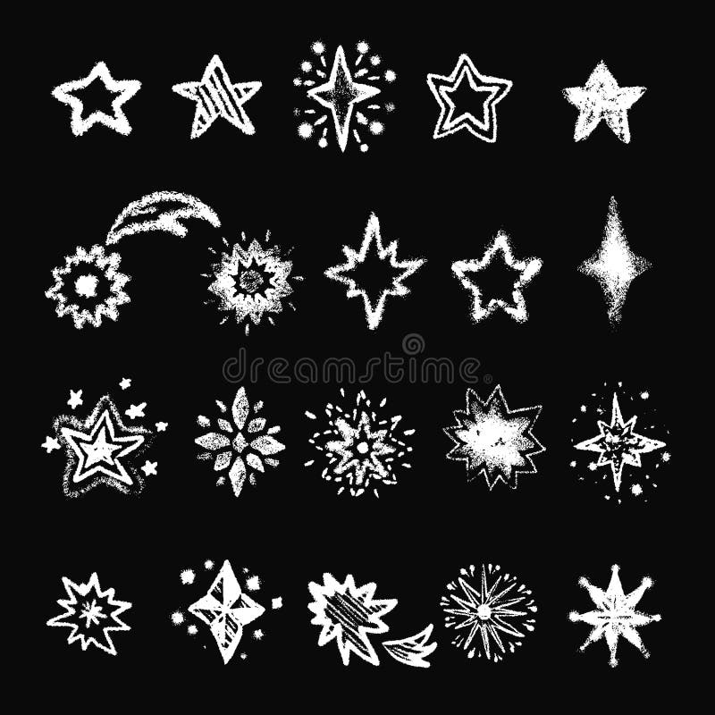 Set of Hand Drawn Chalk Stars on Chalkboard Background. Stock Vector ...