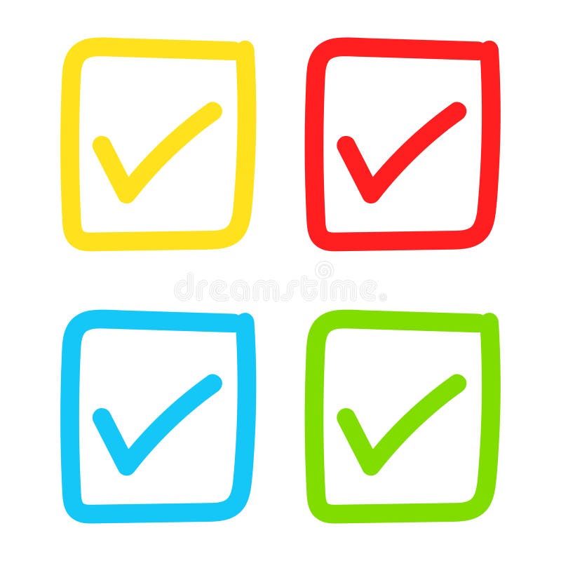 Set of Hand Drawn Check Mark Stock Vector - Illustration of decision ...