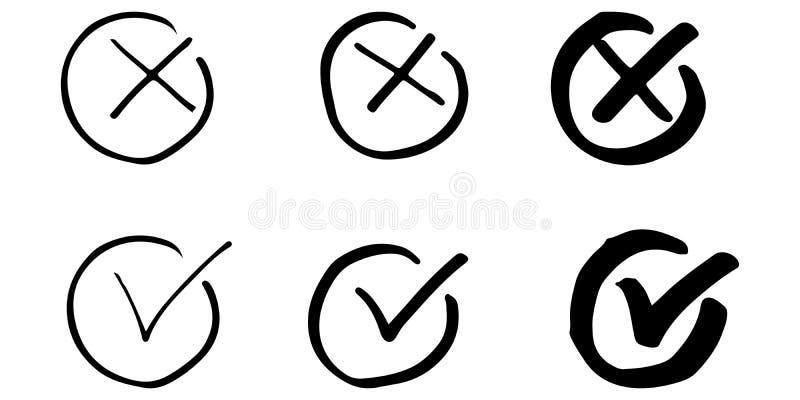Set of Hand Drawn Check Marks. Isolated on White Background Stock ...