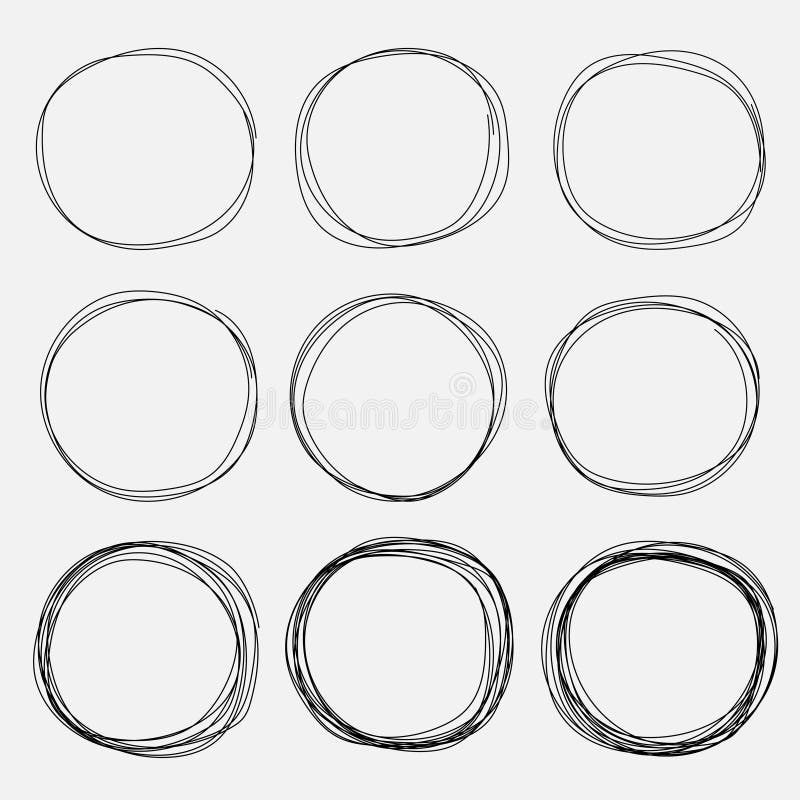 Set of Hand Drawn Circle Elements, Hand Drawn Sketch. Stock Vector ...