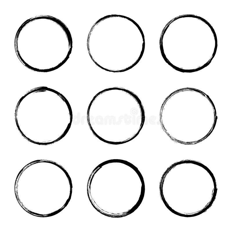 Set Hand Drawn Circle Frame. Stock Vector - Illustration of design ...