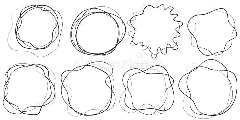 Set of Hand Drawn Circle Frames. Round Shape Borders Stock Vector ...