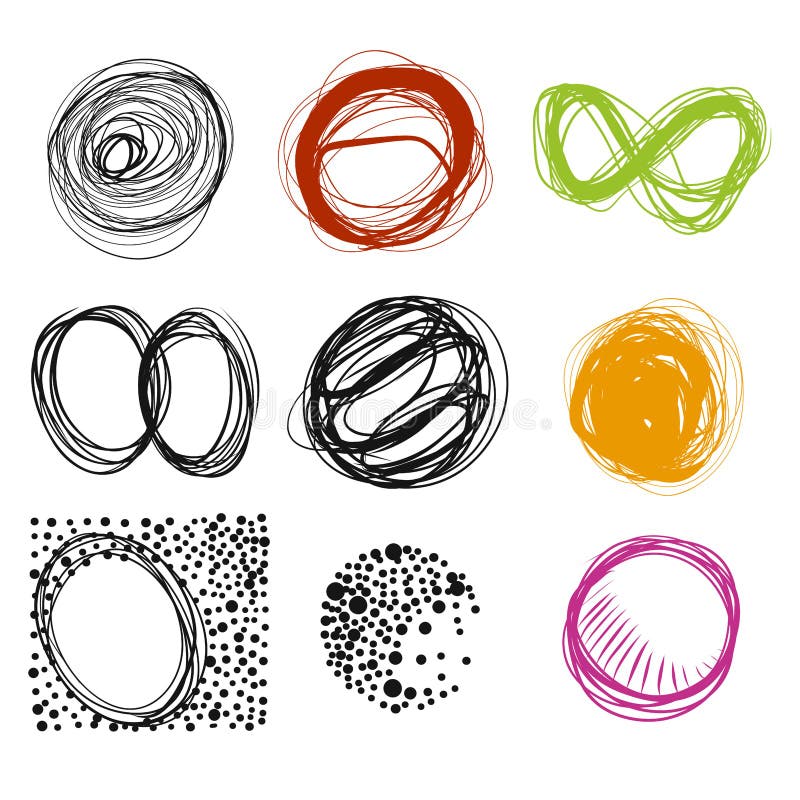Set of Hand-drawn Circle Lines Stock Vector - Illustration of dots ...