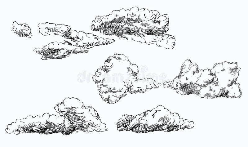 Set of hand drawn clouds. stock vector. Illustration of sign - 103350433