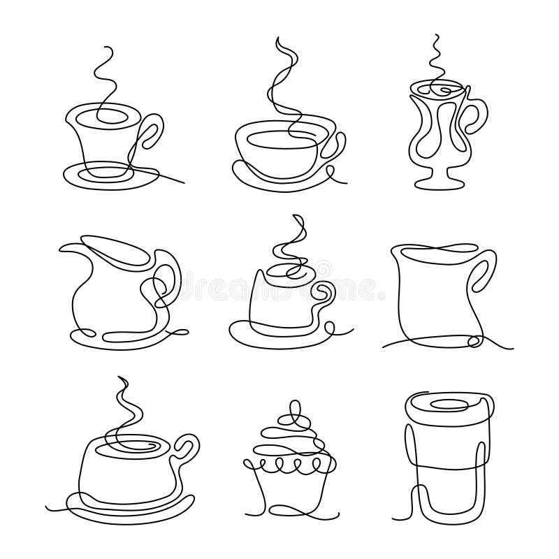 Continuous Line Drawing Tea Cake Stock Illustrations – 40 Continuous ...
