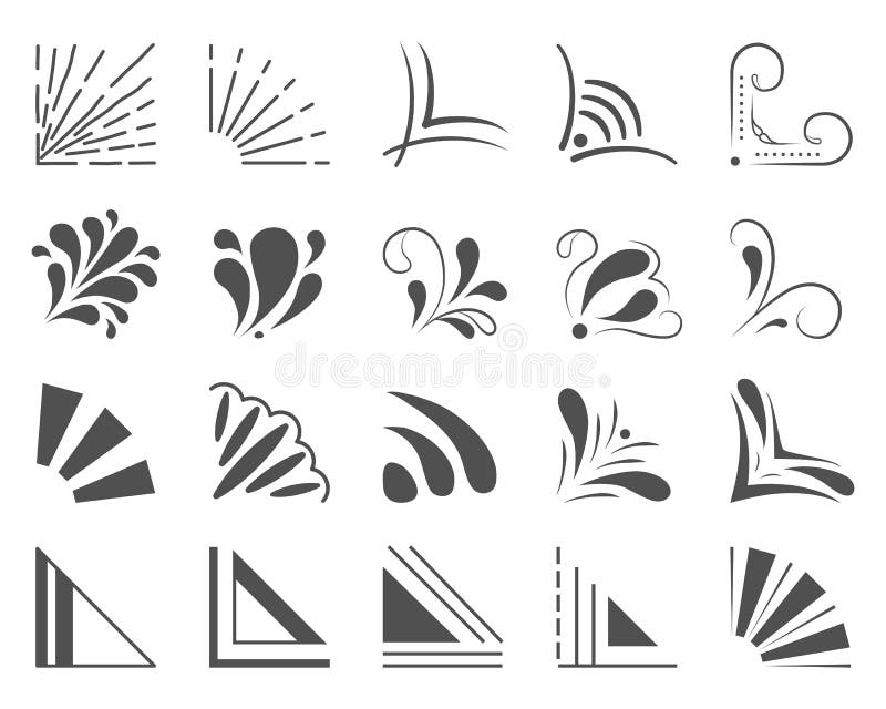 Set of 20 Hand Drawn Corners and Design Elements. Hand Drawn Corner Set ...
