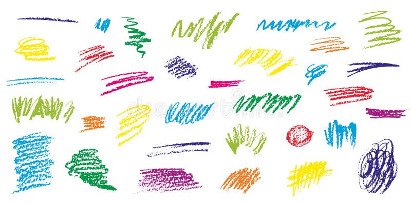 Set of Hand Drawn Crayon Scribbles and Scrawls Stock Vector ...