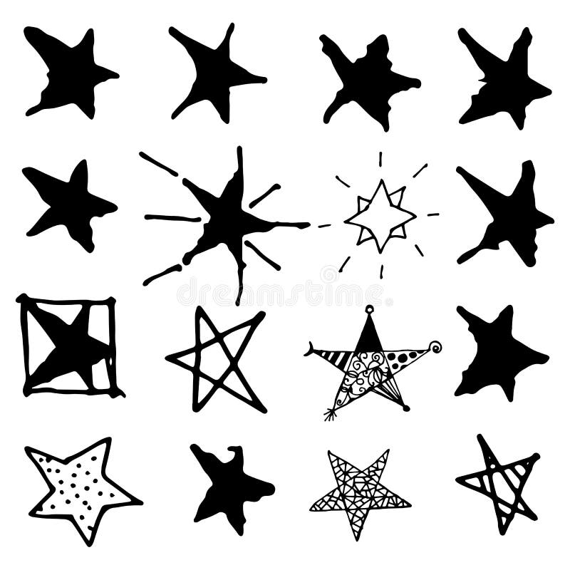 Set of Hand Drawn Creative Vector Star Icons Isolated Stock Vector ...