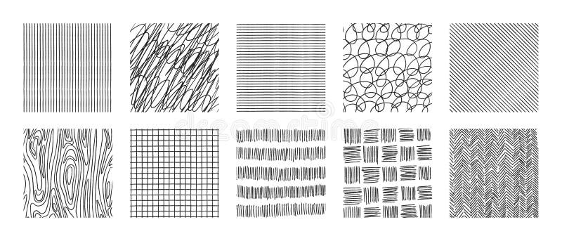 Set of Hand Drawn Crosshatch Textures Stock Illustration - Illustration ...