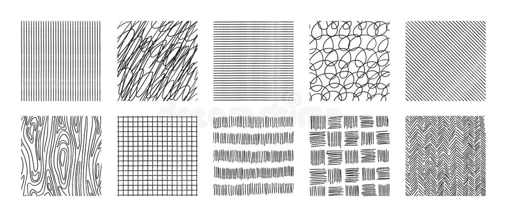 Set of Hand Drawn Crosshatch Textures Stock Illustration - Illustration ...
