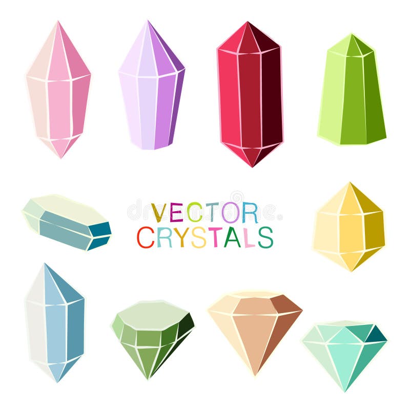 Set of hand-drawn crystals stock vector. Illustration of design - 188583475