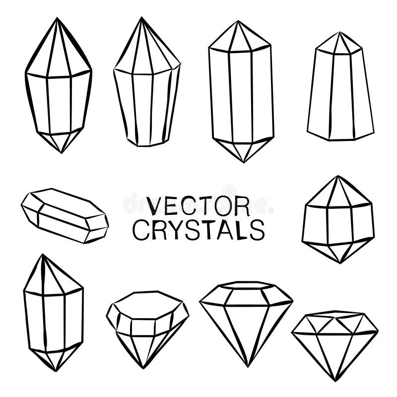Set of hand-drawn crystals stock vector. Illustration of pink - 188583482