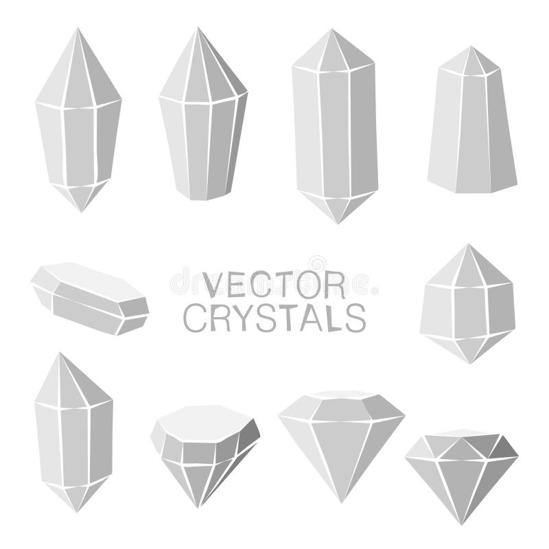 Set of hand-drawn crystals stock vector. Illustration of blue - 188583493