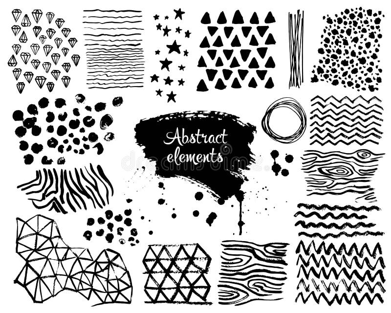 Set of Hand Drawn Design Elements Stock Vector - Illustration of ...