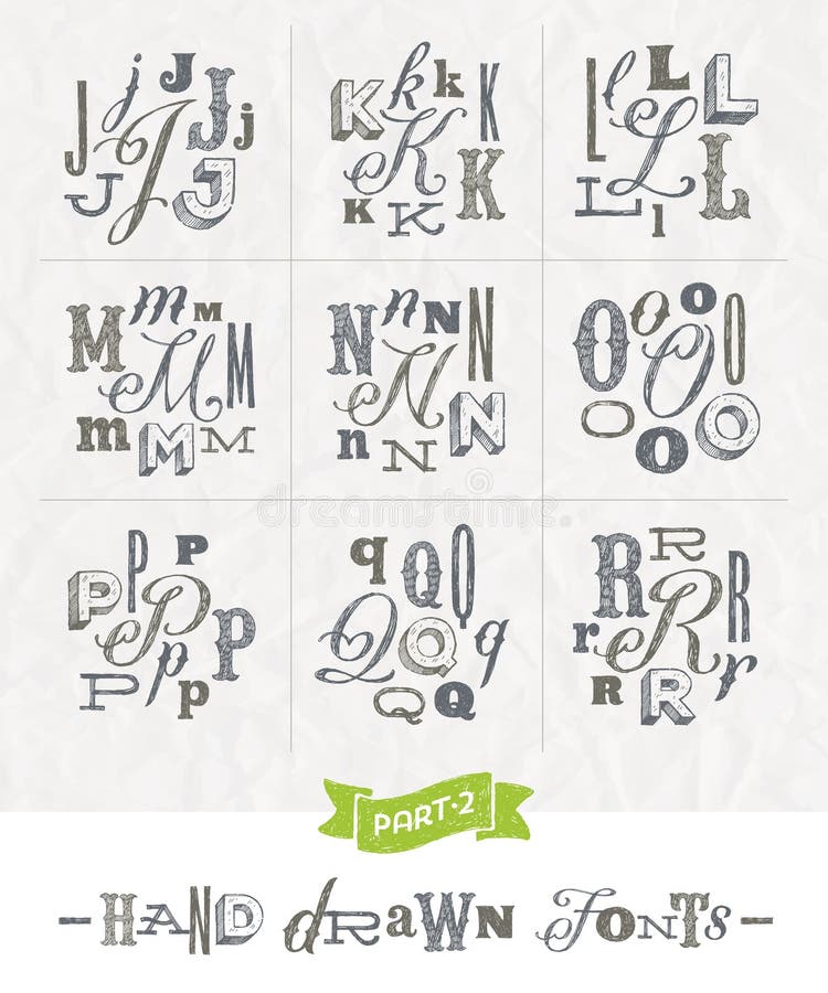 Set of Hand Drawn Different Fonts Stock Vector - Illustration of sketch ...