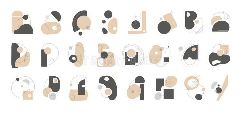 Set of Hand Drawn Different Shapes Stock Vector - Illustration of ...