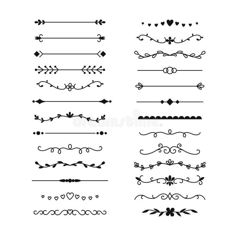 Set of Hand Drawn Dividers, Borders, Lines. Elegant Vintage Design ...