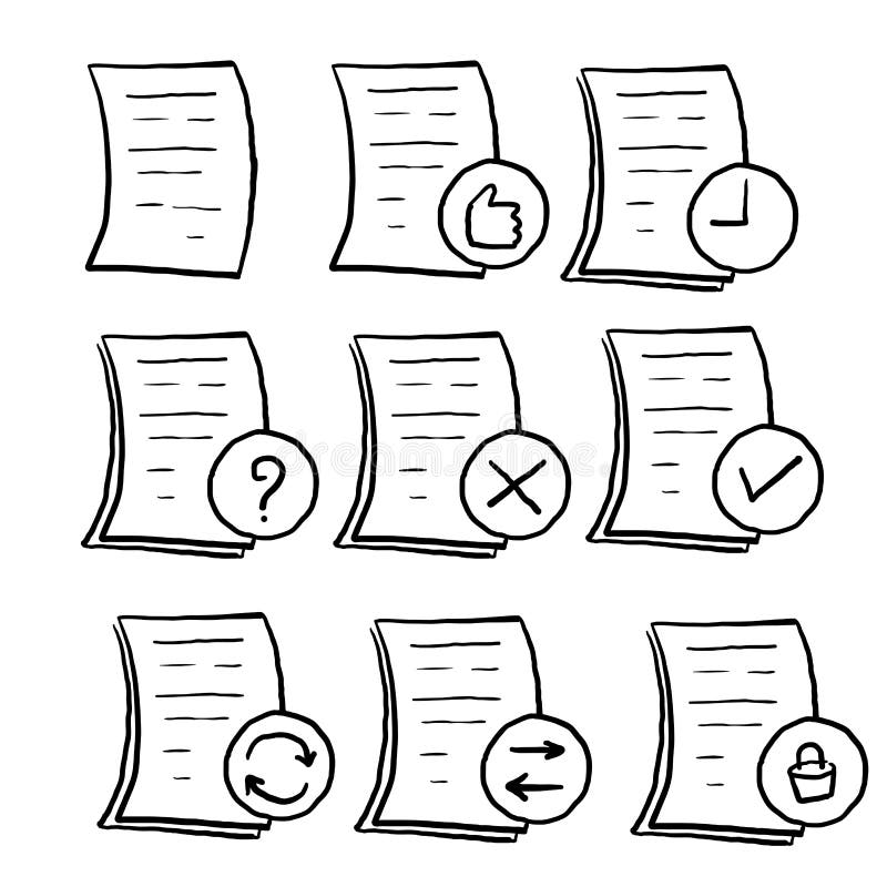 Document Flow Line Icons Collection. Workflow Management, Information ...