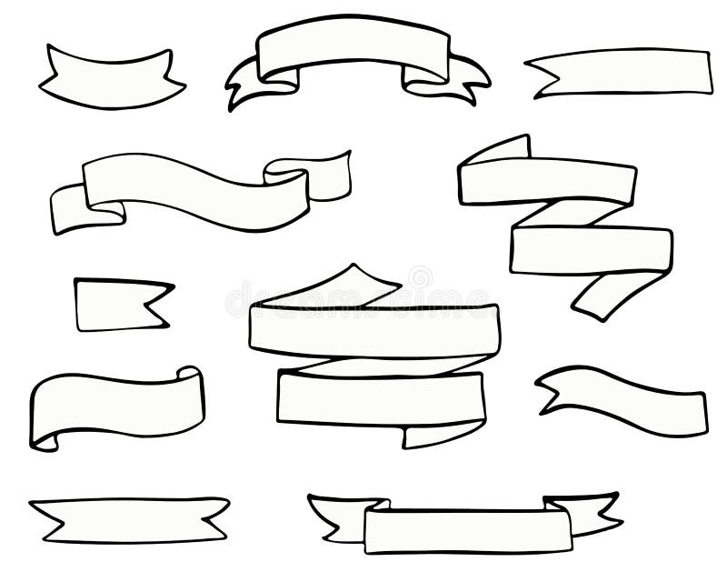 Set of Hand-drawn Doodle Banner Flags. Stock Vector - Illustration of ...