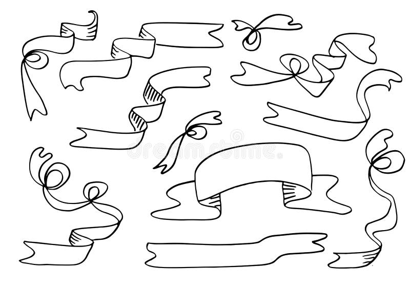 Set of Hand-drawn Doodle Banner Flags on White Background Stock Vector ...