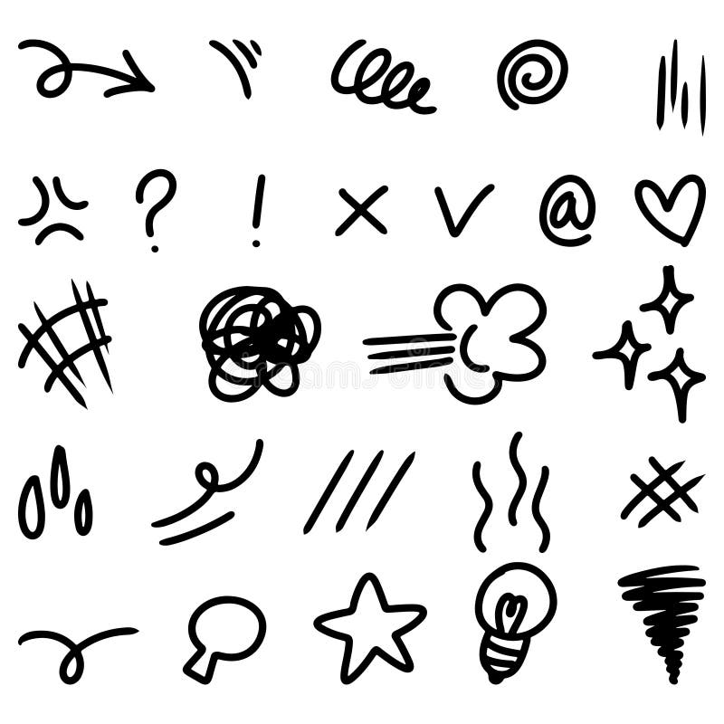 Set of Hand Drawn Doodle Elements for Concept Design Isolated on White ...