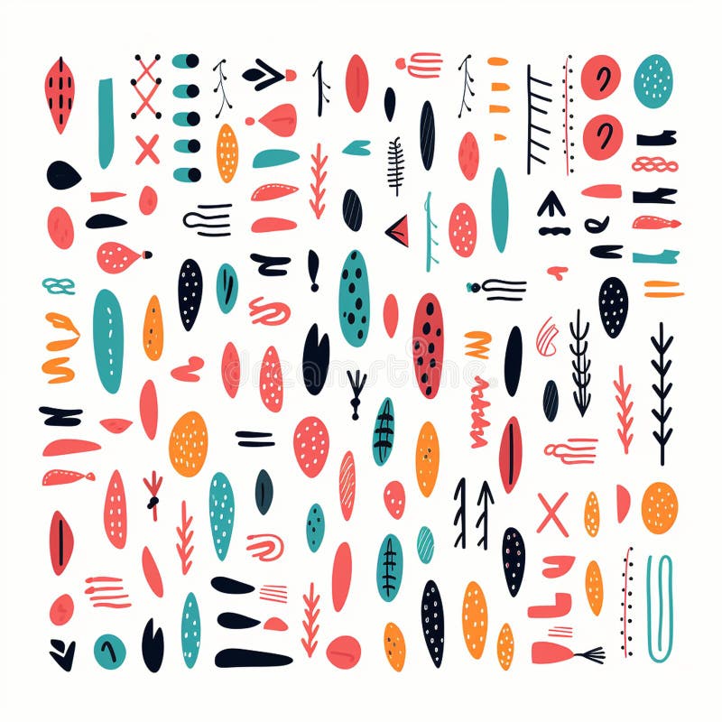 Set of Hand Drawn Doodle Elements. Vector Illustration Stock ...